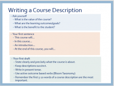 Writing a Course Description – Teaching Online: Course Design, Delivery ...